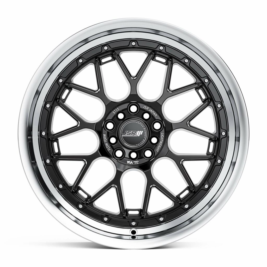RACING WHEELS JSR ST15 GLOSS BLACK MACHINED LIP 18X8.5 5X120 WHEEL ONLY