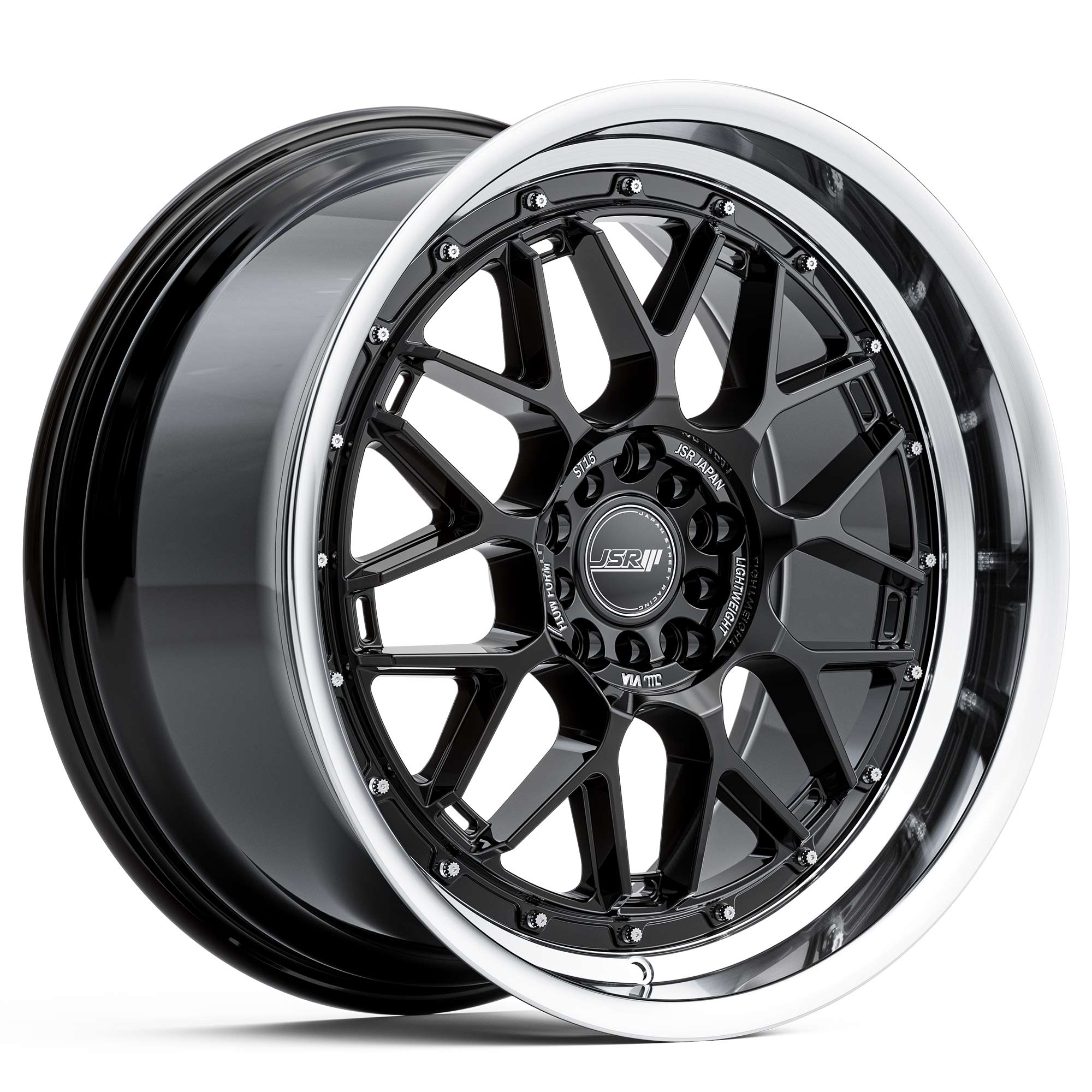 RACING WHEELS JSR ST15 GLOSS BLACK MACHINED LIP 19X9.5 5X120 WHEEL