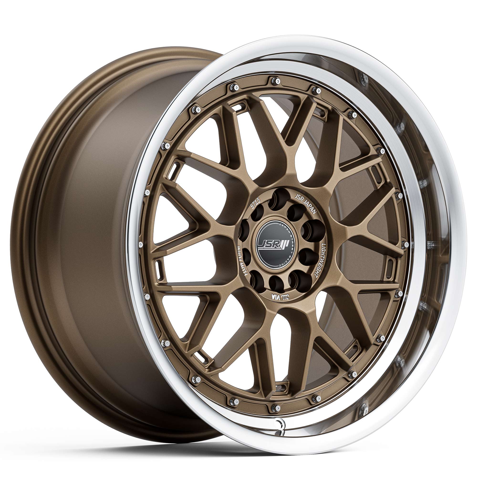 RACING WHEELS JSR ST15 MATTE BRONZE MACHINED LIP 18X8.5 5X114.3 WHEEL