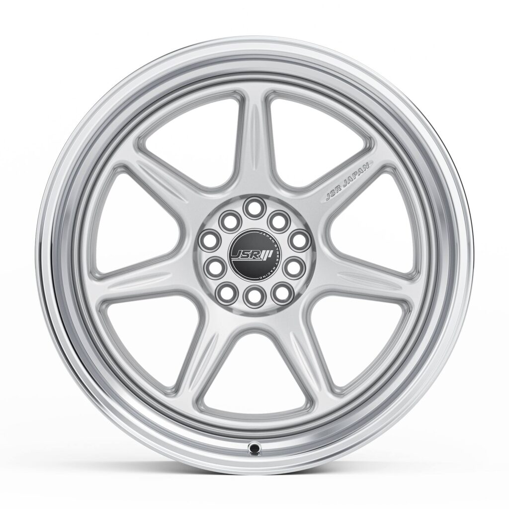RACING WHEELS JSR ST35 GLOSS SILVER MACHINED LIP 18X8.5 5X108 WHEEL