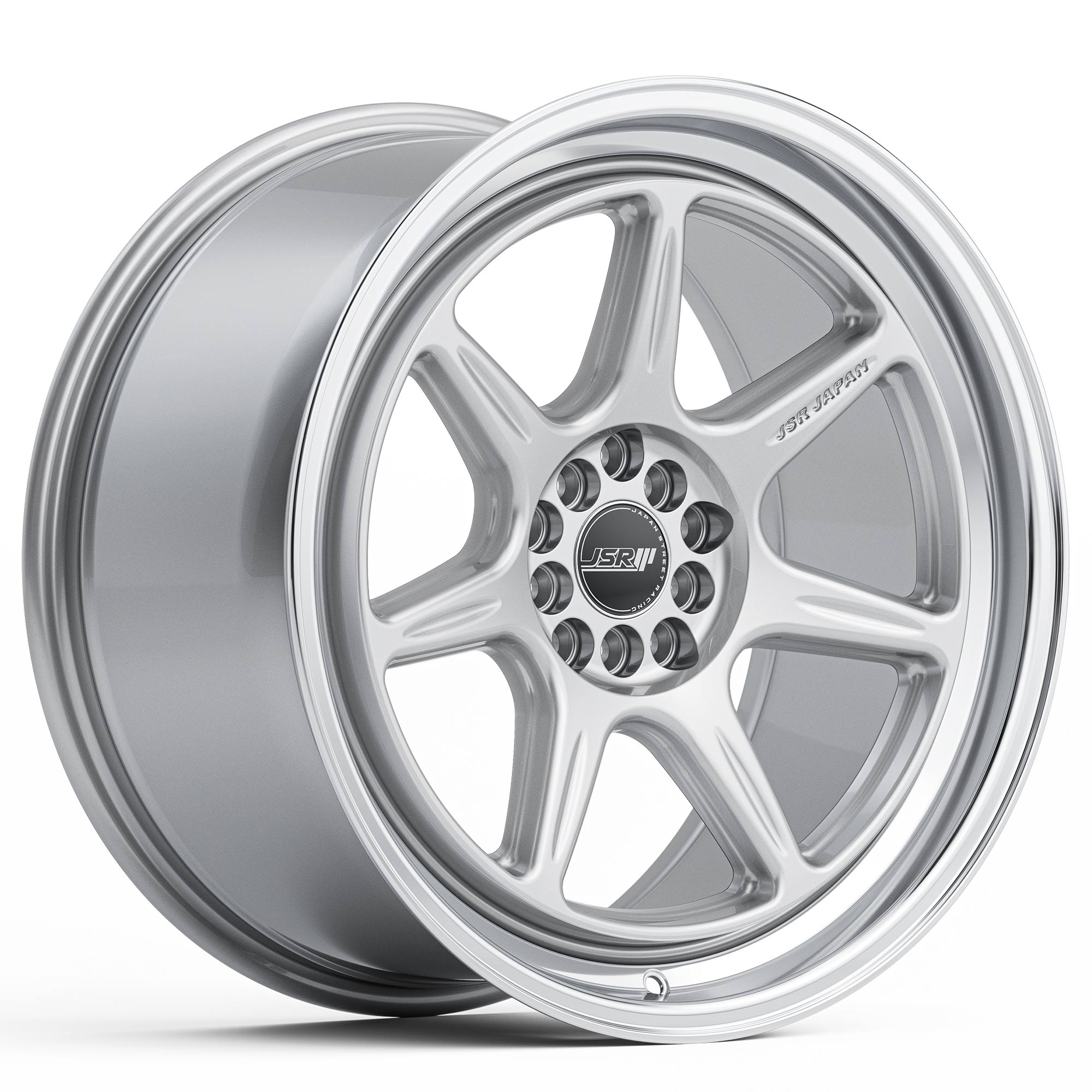 RACING WHEELS JSR ST35 GLOSS SILVER MACHINED LIP 18X8.5 5X108 WHEEL