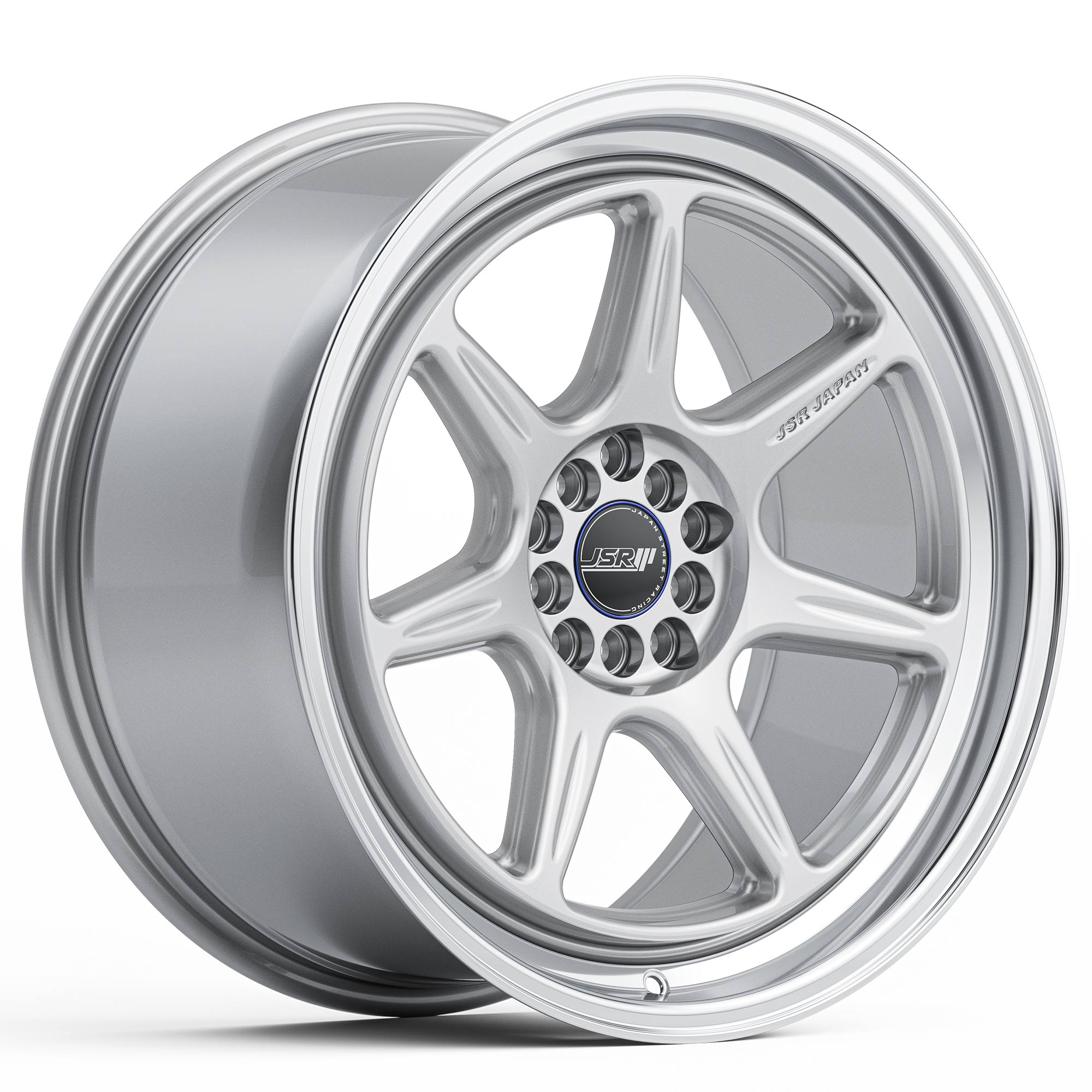 RACING WHEELS JSR ST35 GLOSS SILVER MACHINED LIP 18X8.5 5X108 WHEEL