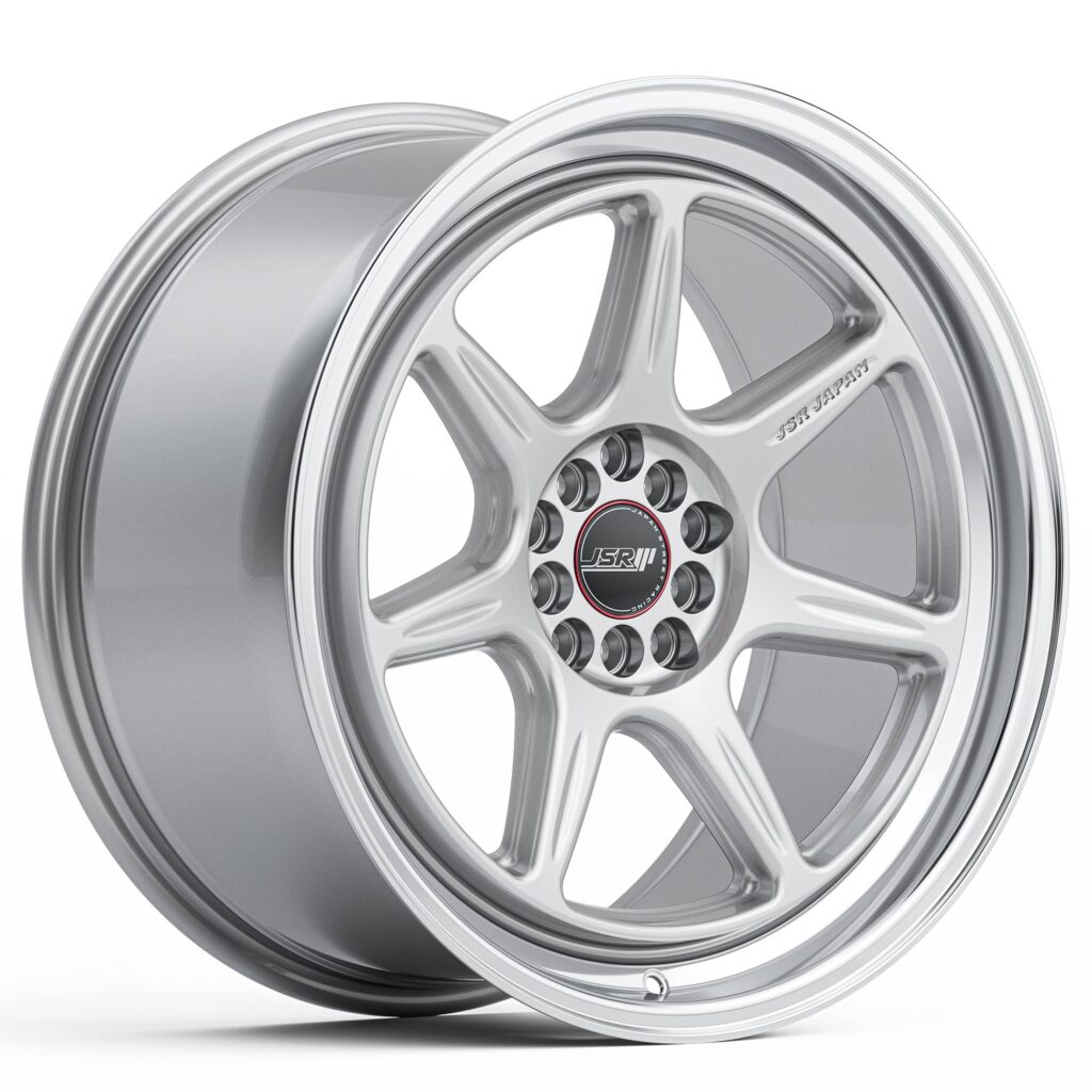 RACING WHEELS JSR ST35 GLOSS SILVER MACHINED LIP 18X8.5 5X108 WHEEL
