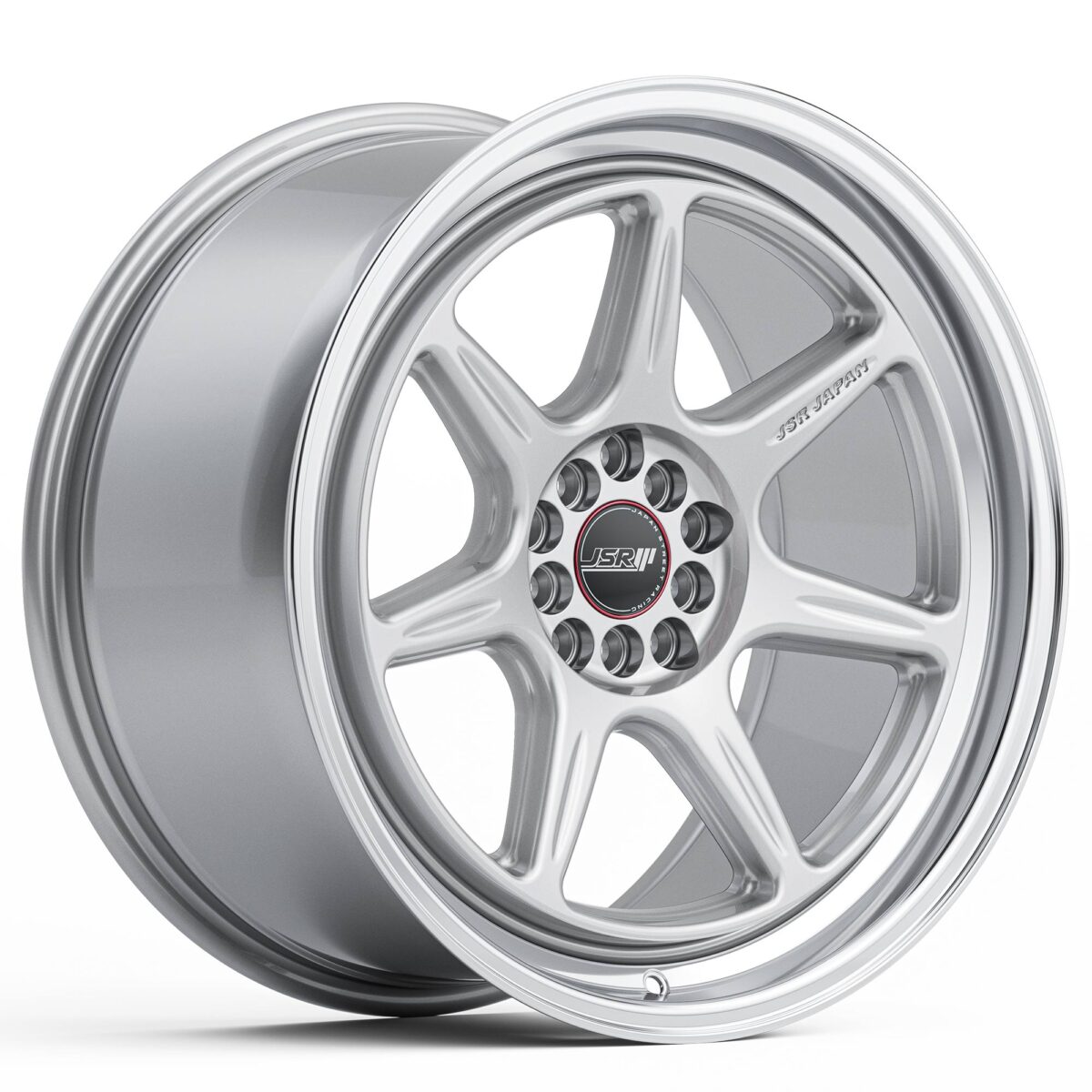 RACING WHEELS JSR ST35 GLOSS SILVER MACHINED LIP 18X8.5 5X108 WHEEL