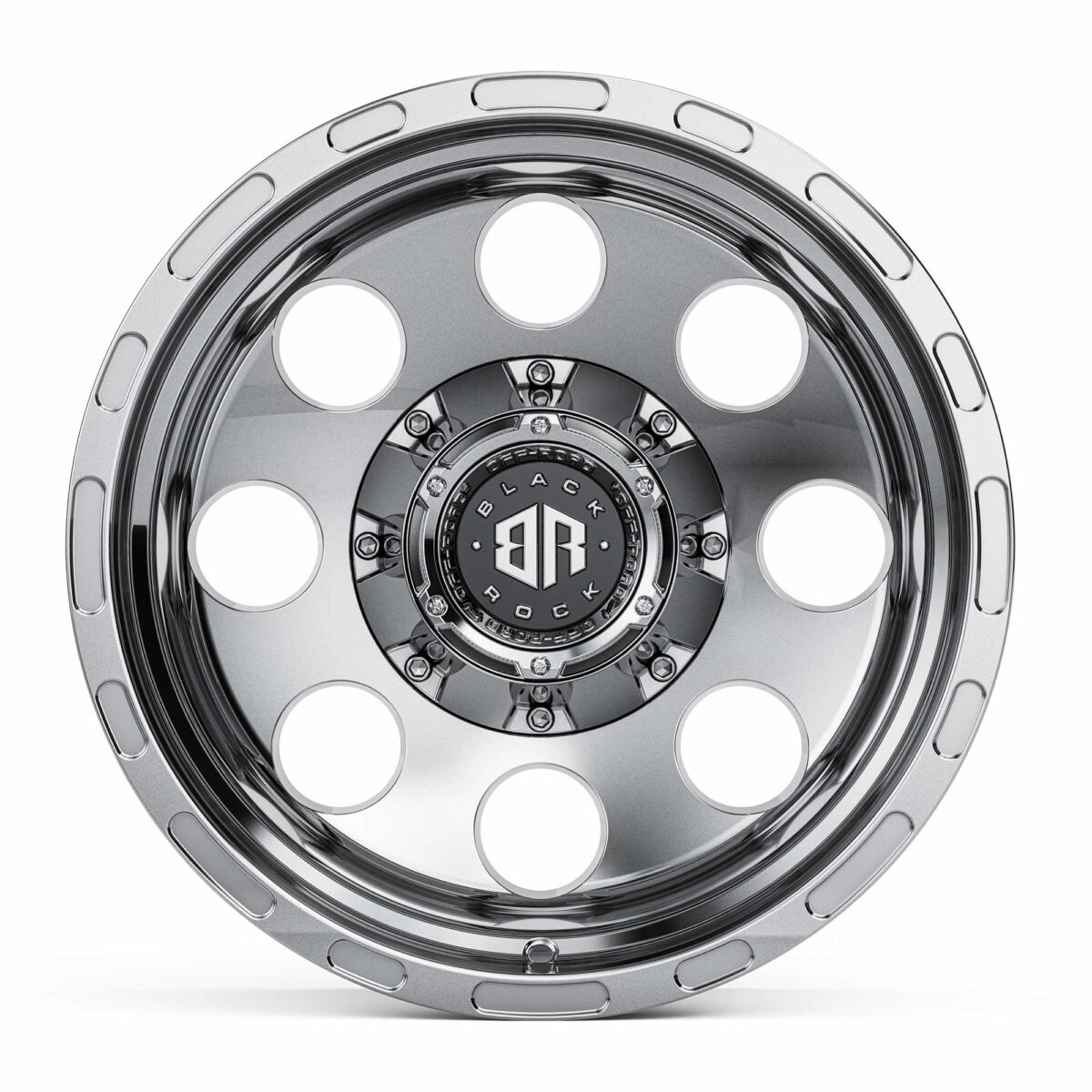 BLACK ROCK LIGHTNING POLISHED 16X10 5X139.7 WHEEL - CNC Wheels