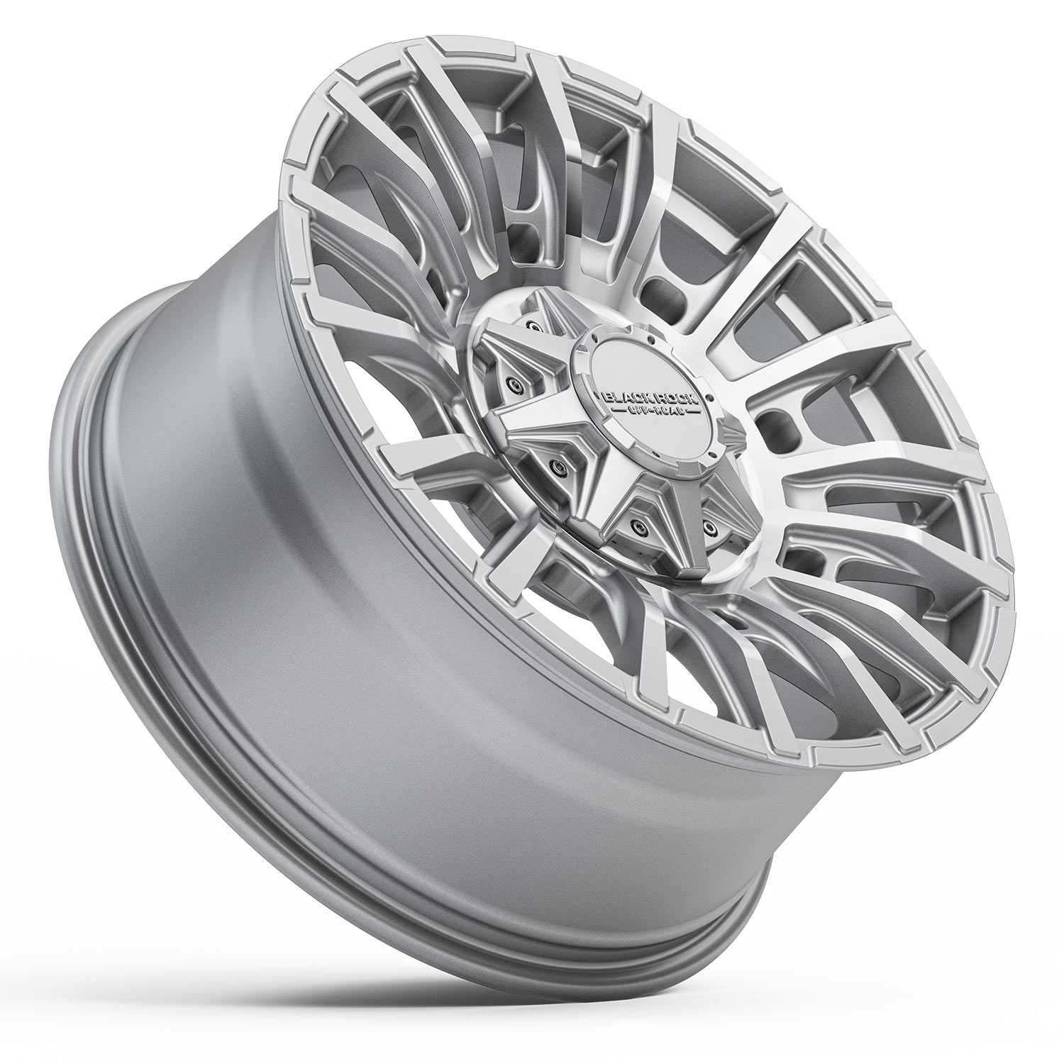 BLACK ROCK MAYHEM SILVER MACHINED 18X9 5X150 WHEEL - CNC Wheels