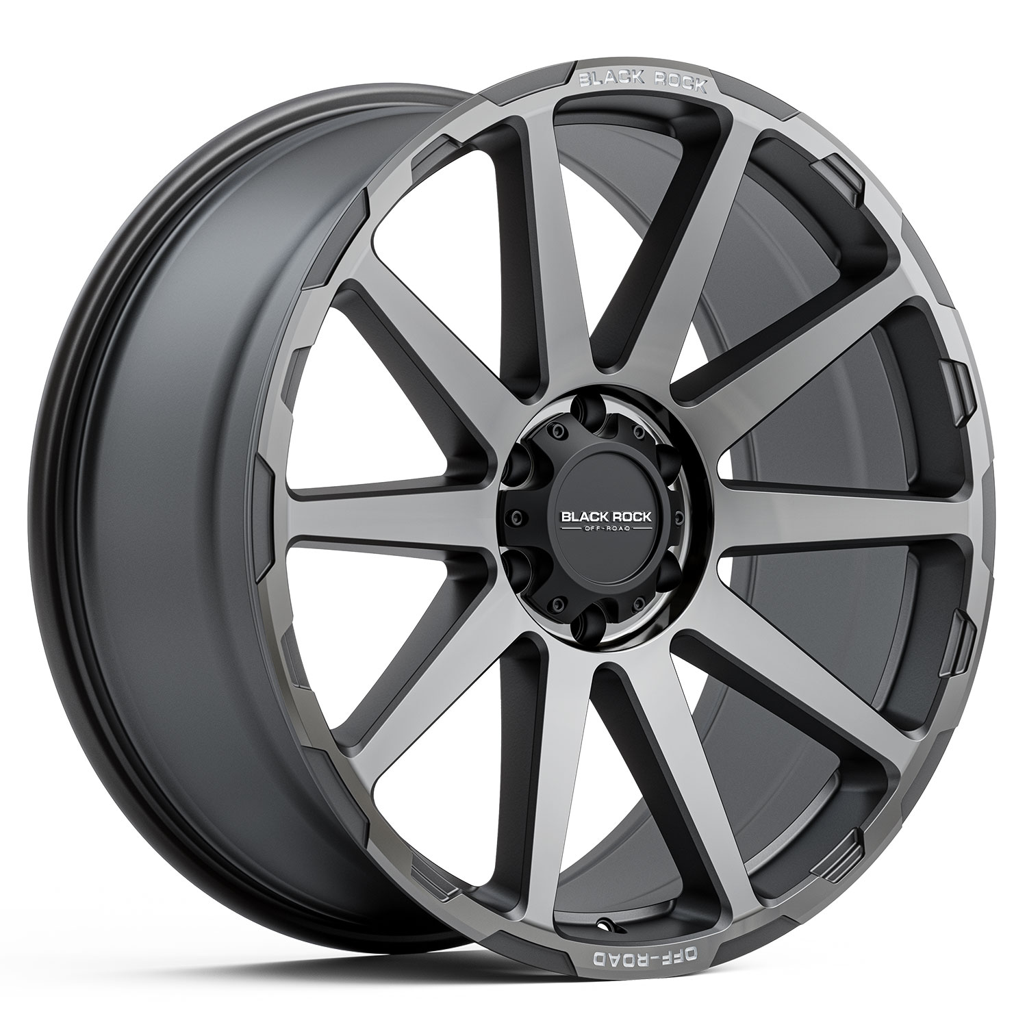 BLACK ROCK BLADE MATTE GREY WITH GREY TINT 22X9.5 6X139.7 WHEEL ONLY ...